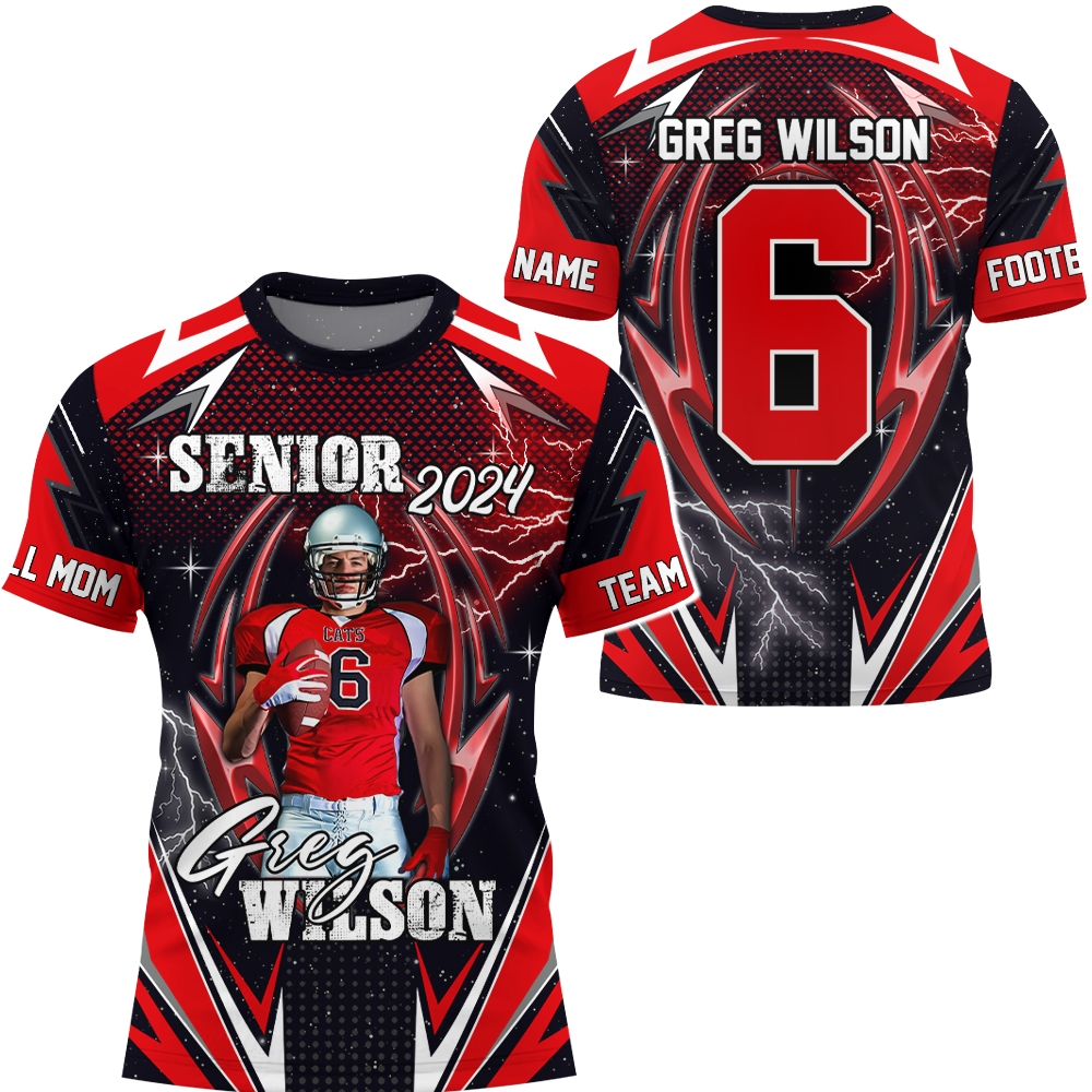 Custom Photo Football All Over Print Shirt For Football Family Game Da ...